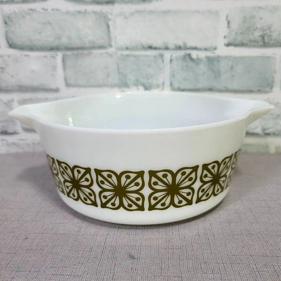 Pyrex | Dining | Vintage 6s Pyrex Verde Green Square Flowers No 475b ...